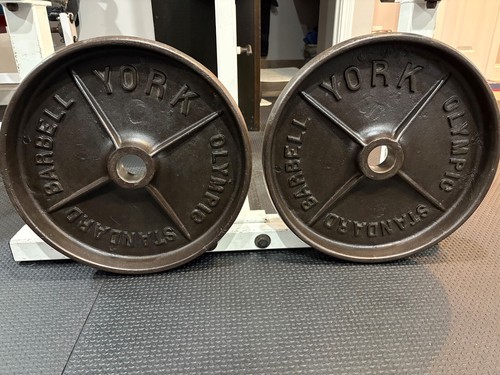 York Vintage Deep Dish 45 LB Weight Plates | eBay