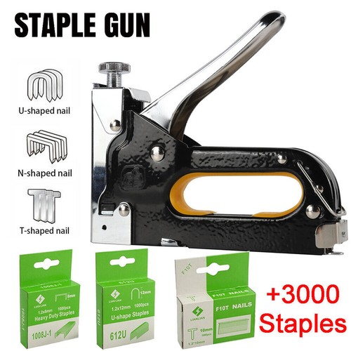 Heavy Duty Tacker Staple Gun Upholstery Stapler Fabric Wood Craft ...
