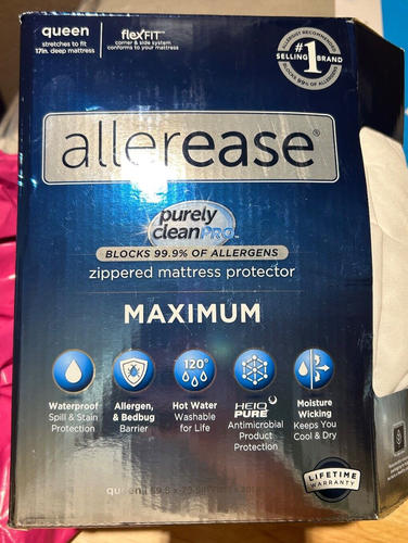 allerease Maximum Bed Bug & Allergy Zippered Mattress Protector Queen White NEW | eBay