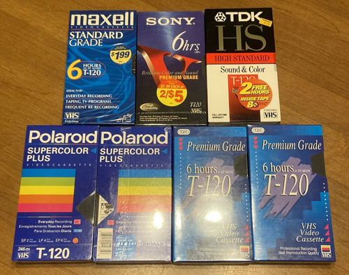 Lot Of 7 Sealed Blank VHS Tapes TDK Maxwell Polaroid Tozaj Sony New Old ...