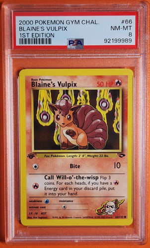 PSA 8 NEAR MINT MINT 2000 Pokémon Gym Challenge #66 Blaine's Vulpix 1st ...