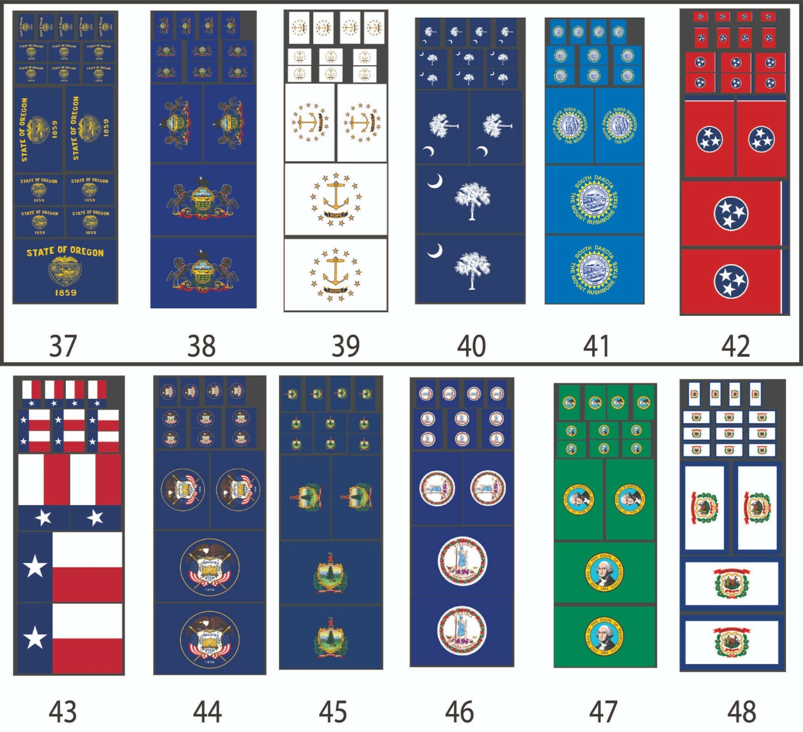 U.S. US American State Flags 1/10 - 1/5 Scaled RC Stickers - Traxxas ...