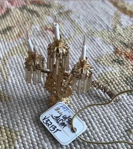 Dollhouse Miniature Crystal Fran Meehan Candle Table Lamp Light 561 | eBay