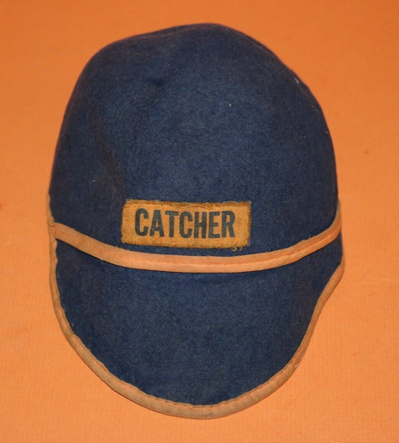 RARE Antique 1920's CATCHER wool short brimmed CHILD sized Baseball Cap ...