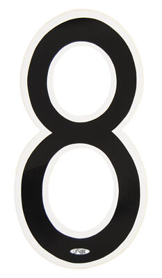 Neal Enterprises PROLINE 6" Number Plate Number #8 BLACK with WHITE ...