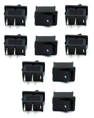 10 Pack Mini Rocker Switch 2 Pin ON-OFF SPST 125VAC/6A 250VAC/3A Black ...