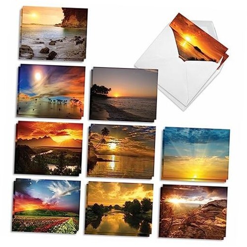 - 20 Landscape Nature Note Cards Blank (4 x 5.12 Inch) (10 Sun Settings ...