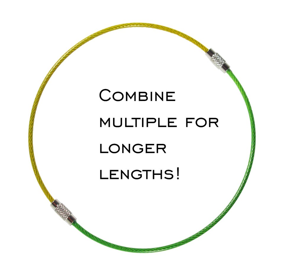 20pc Colored Nylon Coated Wire Keychain 16cm Cable Key Ring Loops ...