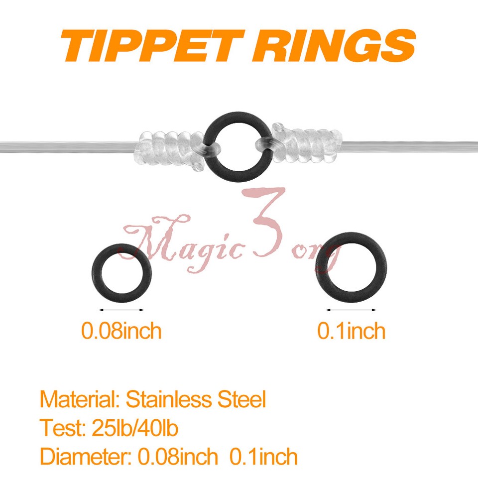 50pcs Tippet Rings Lightweight Stainless Steel Low Profile Fly Fishing ...