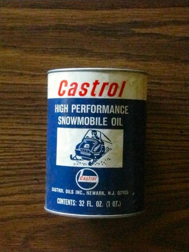 VINTAGE CASTROL HIGH PERFORMANCE SNOWMOBILE OIL CAN FULL QT CASTROL ...