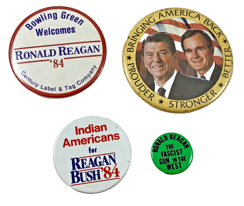 4 Vintage Ronald Reagan 1984 Political Pin Pinbacks 3 Republican 1 ...