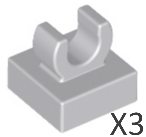 LEGO 15712 X3 LIGHT BLUISH GRAY Tile, Modified 1 x 1 with Open O Clip ...
