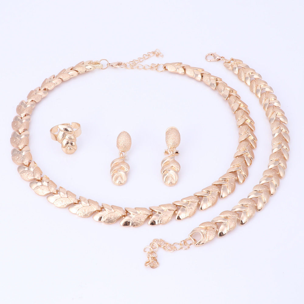 Gold Plated Connected leave 4 pcs Jewelry Set | eBay