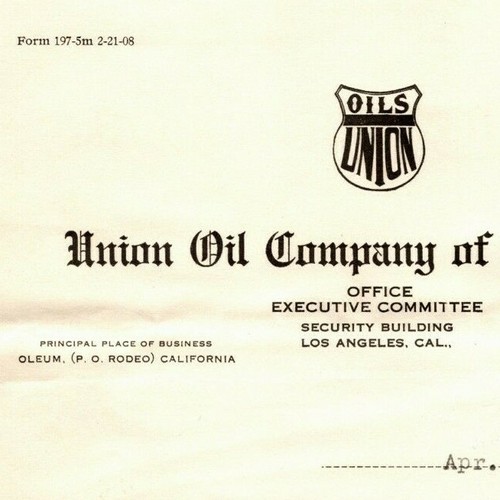 1908 Union Oil Co. of California - Los Angeles Billhead / Receipt | eBay