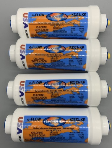 NEW Omnipure K2333-KK Inline Carbon Water Filter 3/8 Quick Connect (4 ...
