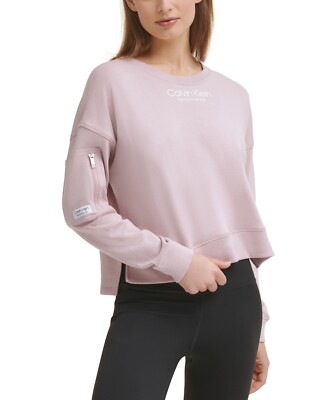 MSRP $50 Calvin Klein Performance High-Low Sweatshirt Pink Size Medium ...