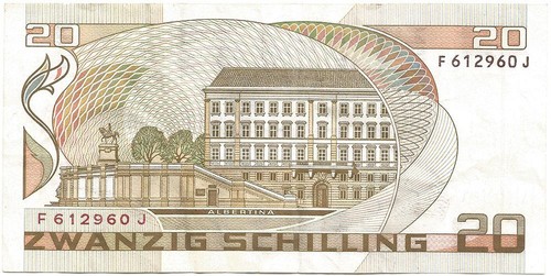 1986 AUSTRIA Lightly Used "ZWANZIG" or 20 SCHILLING NOTE Artist MORITZ ...