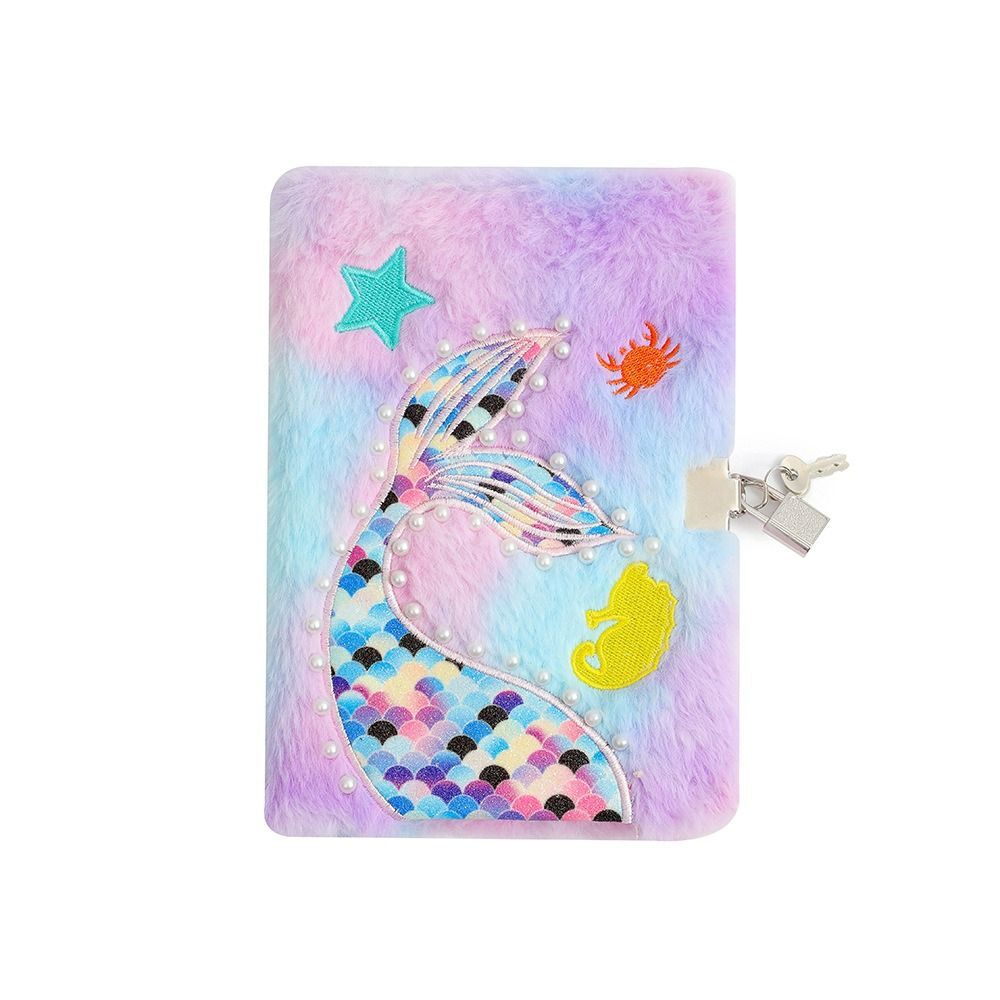 With Lock Plush Notebook Mermaid Tail Private Planner Lockable Diary ...