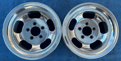 (2) 14" Vintage US INDY Slot Mag Polished Wheels 14x7 Rims 5x4.5 Pair ...