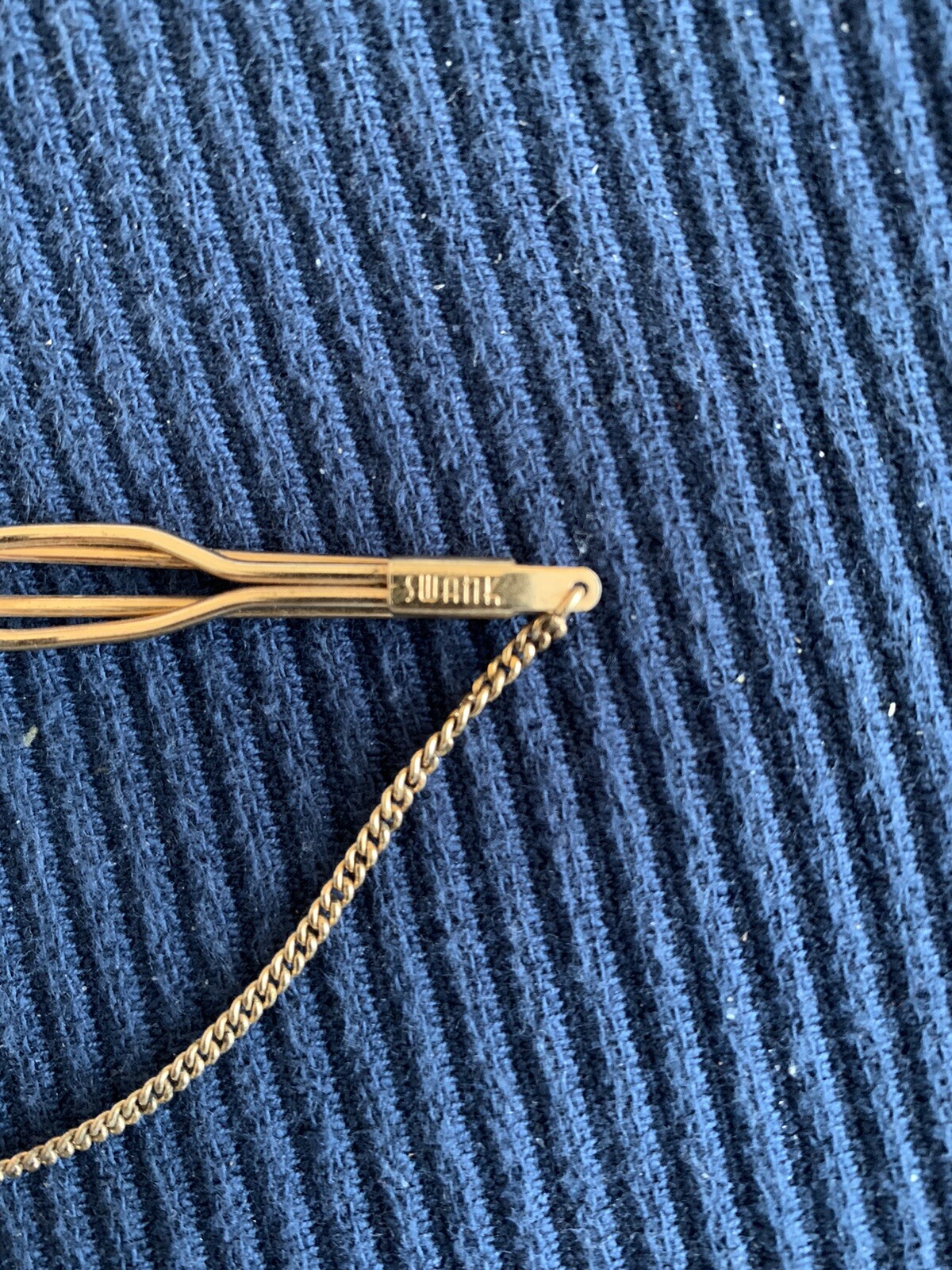 Vintage Swank Wooden Pheasant Mens Tie Chain Tie Clip - Gem