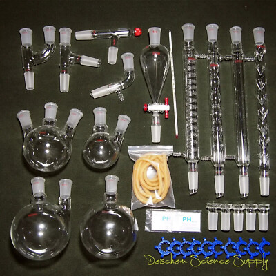 Chemistry Full Kit Complete set 33 pcs. laboratory Glassware SIZE 24/40 ...