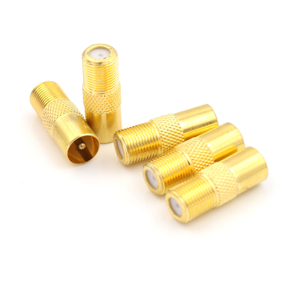 5 PCS Coaxial Coax RF Adapter Connectors TV PAL Male Plug to "F" Female ...