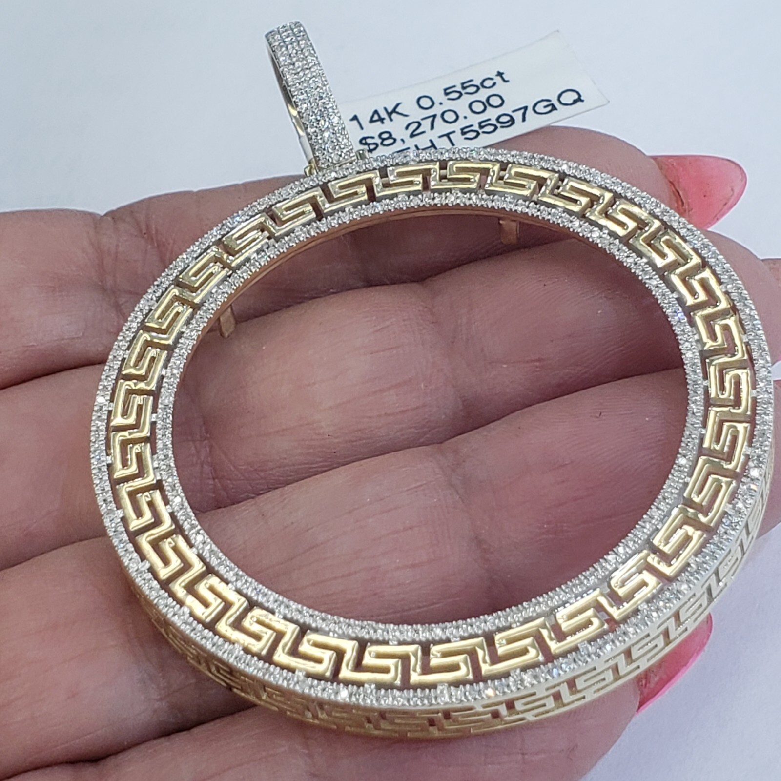 Real Diamond 14k solid gold 50 pesos centenario Coin Bezel Frame ...
