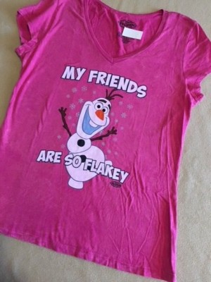 Girls Junior Disney Frozen's Olaf - "My Friends are so Flakey" - Pink ...