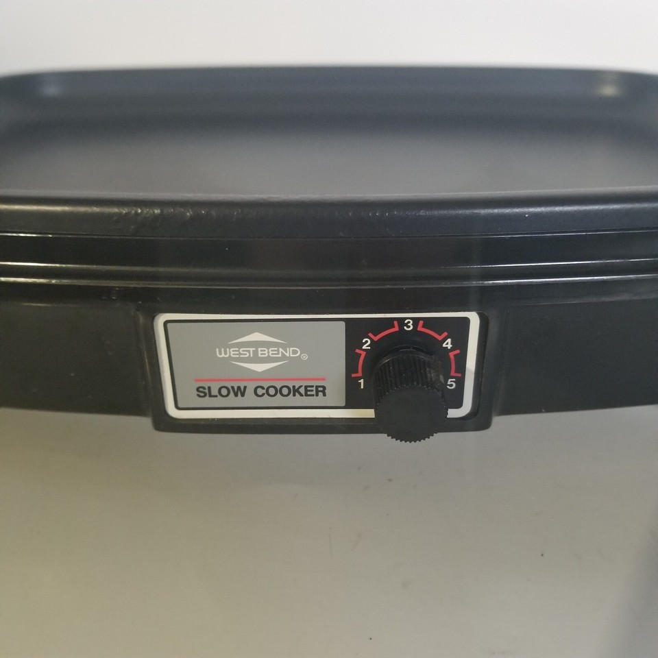 Vintage West Bend 4 Qt Rectangle Quart Slow Cooker Griddle 5 Settings ...