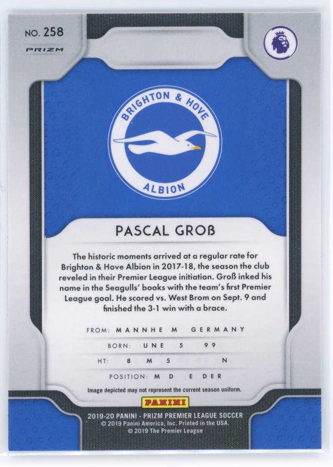 PASCAL GROB 2019-20 PANINI PRIZM EPL SILVER #258 | eBay