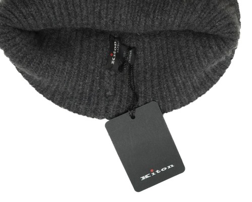 Kiton Napoli $570 NWT Gray Grey Knit Beanie Winter Hat 100% Cashmere ...
