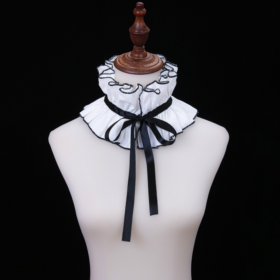 Halloween Ruff Collar Multi-layer Neck Ruff Victorian Edwardian Ruffle ...