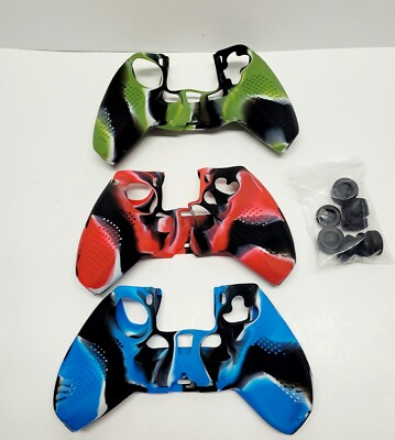 PS5 Silicone Gel Grip Controller Cover Camo Skin (Red, Green, Blue) w ...