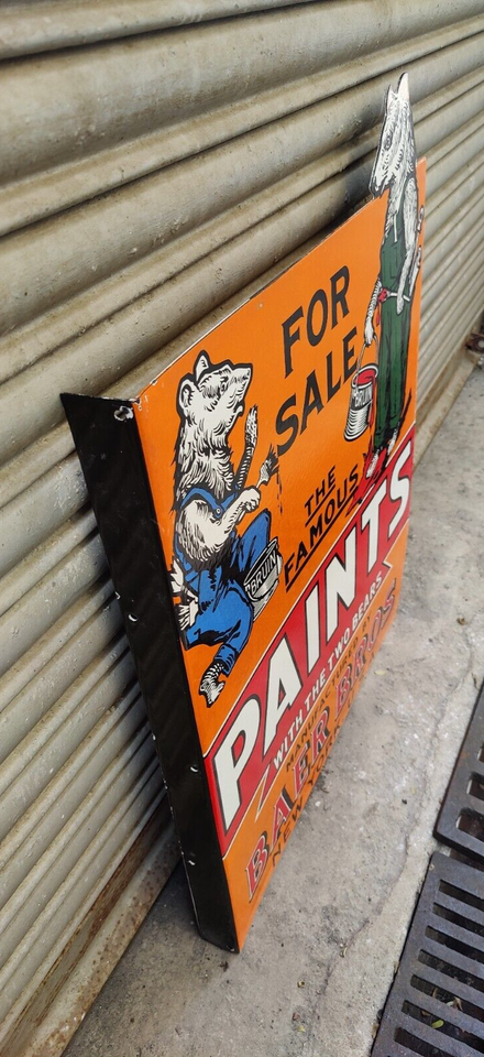 Vintage, heavy and rare Baer Bros Paints sign - Double sided with ...