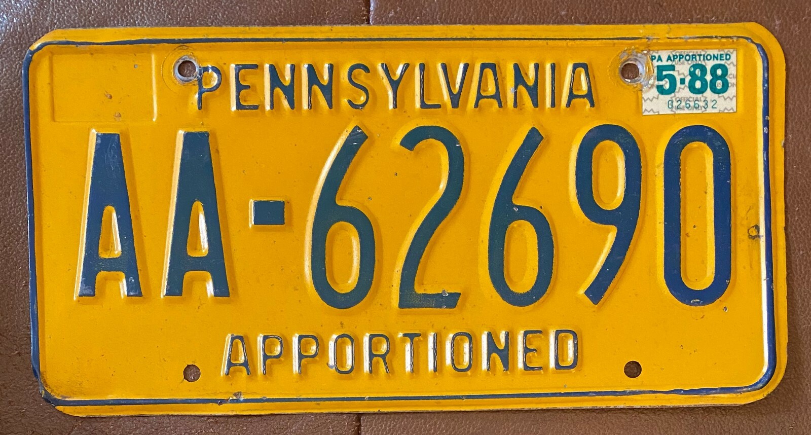 Pennsylvania 1988 APPORTIONED License Plate NICE QUALITY # AA-62690 | eBay