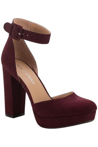 Sun+ Stone Estrella Block-Heel Pumps Plum | eBay