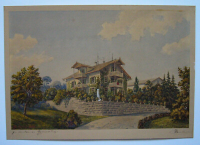 Hans Auer, Schweizer Landhaus, Aquarell 1884 | eBay.de