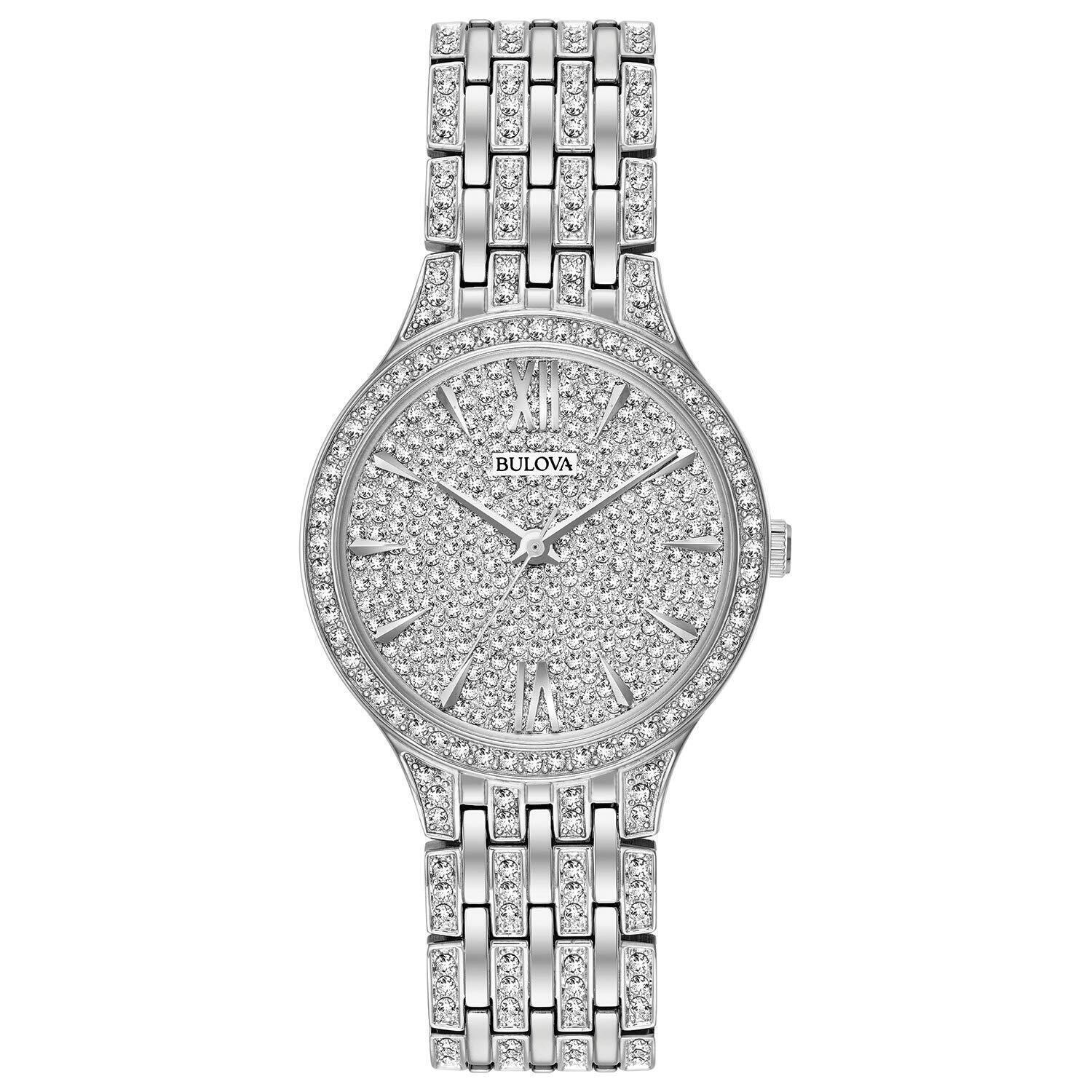 Bulova Stainless Steel Women's Pave Silver Wristwatch - 96L243 for sale ...