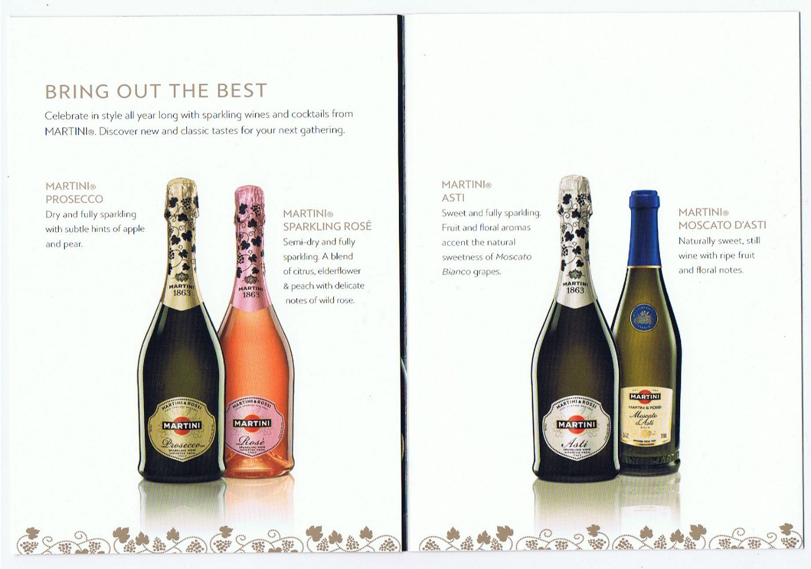 Martini Rossi Sparkling Wine Advertising Bar Distillery Brochure Table ...