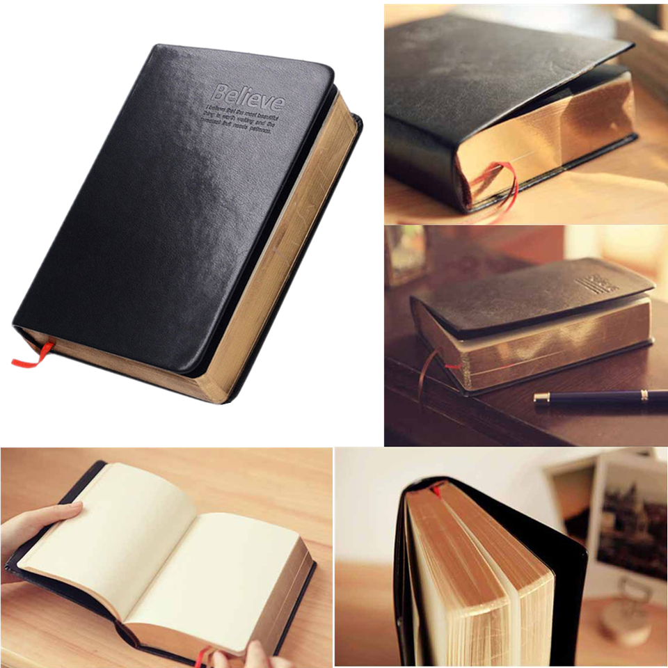 Vintage Believe Notebook Thick Blank Paper Notepad Leather Journal ...