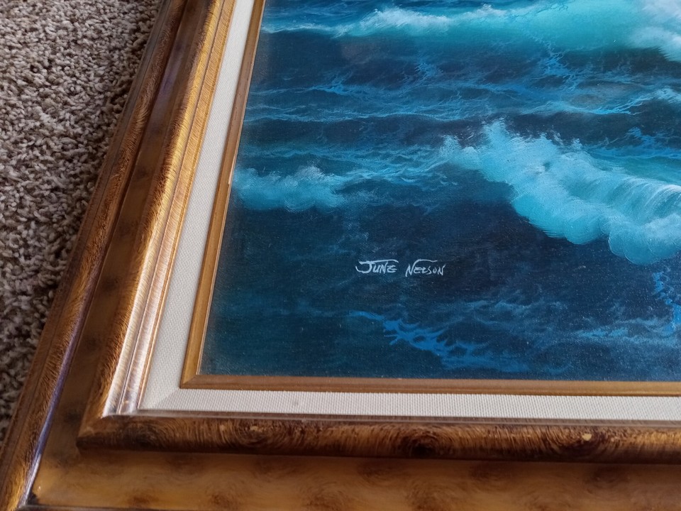 Oil Painting Signed By June Nelson Seascape/Ocean (48x24) Framed | eBay