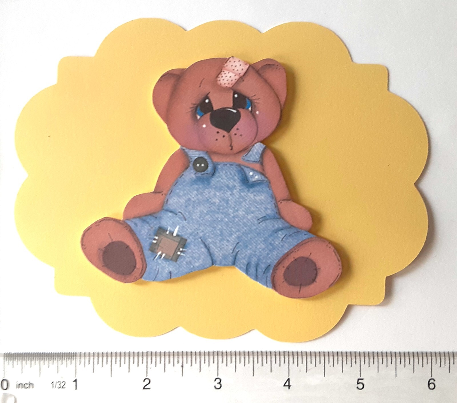 Teddy Bear with Band Aid Overalls Patch3D Card Front Scrapbook ...