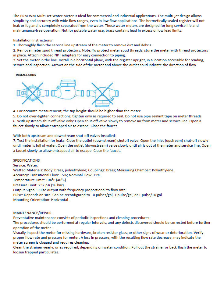 New PRM 3" Woltmann-Helix Style Totalization Water Meter with Pulse ...