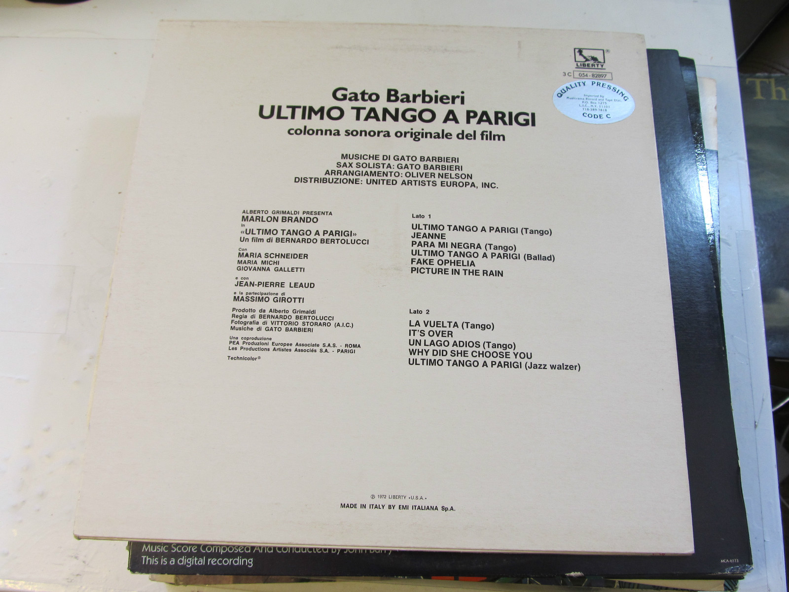 Gato Barbieri Ultimo Tango a Parigi Last Tango In Paris italy ...