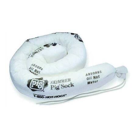 Pig 104Ps Sorbent Sock, 10 Gal, 3 In X 48 In, Oil, White, Polypropylene ...