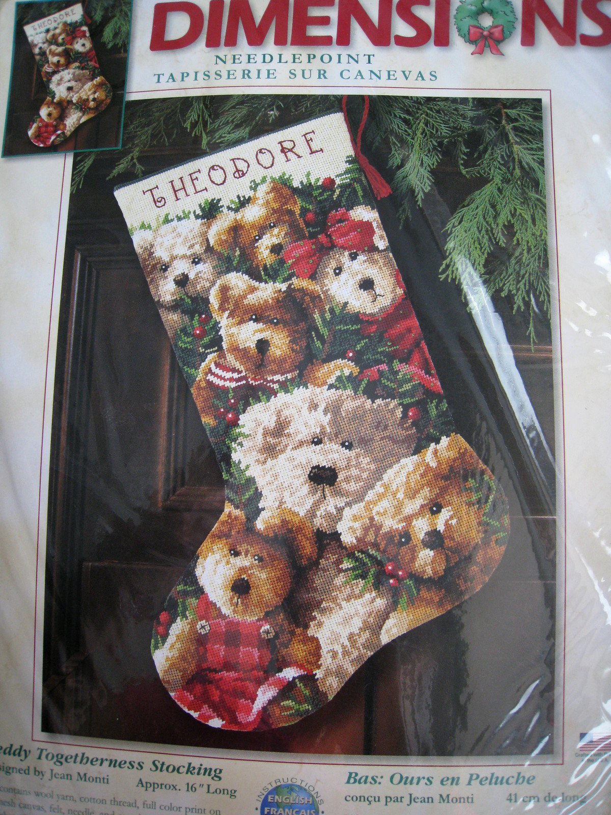 Dimensions Christmas Holiday Needlepoint Stocking Kit,TEDDY ...