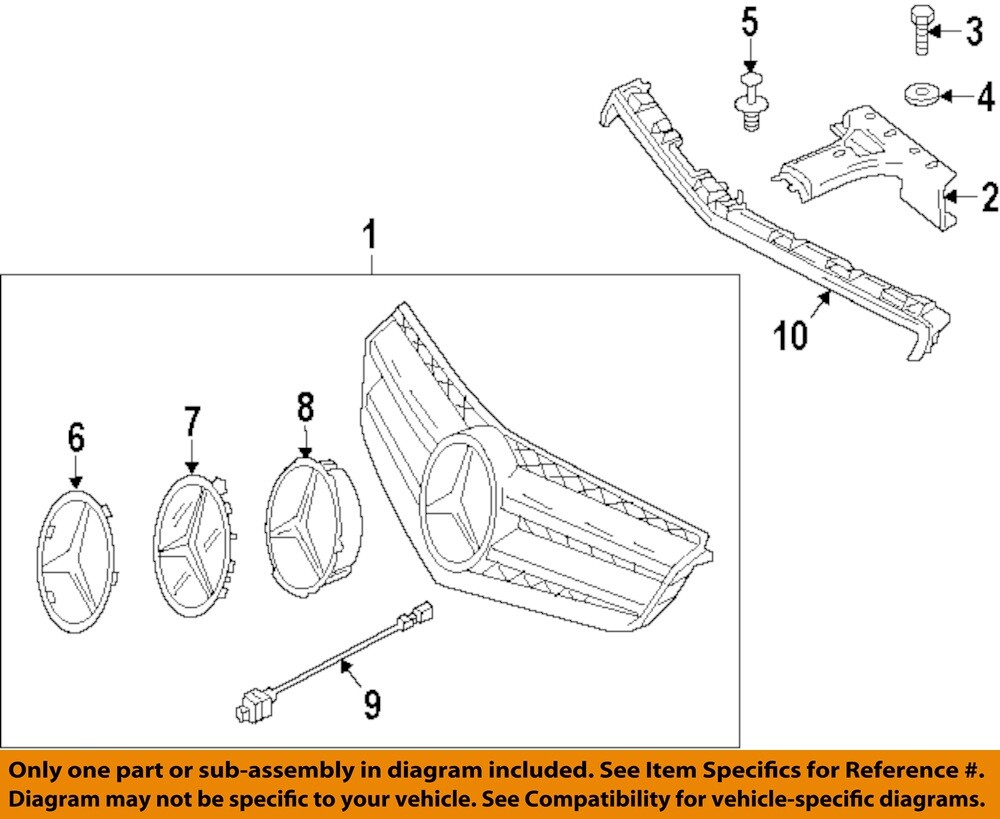 MERCEDES OEM 11-20 B Electric Drive Grille Components-Emblem Support ...