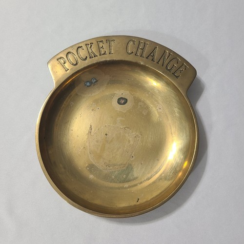 Vintage Solid Brass Pocket Change Dish Tray 5" Heavy Weight Coin Bowl ...