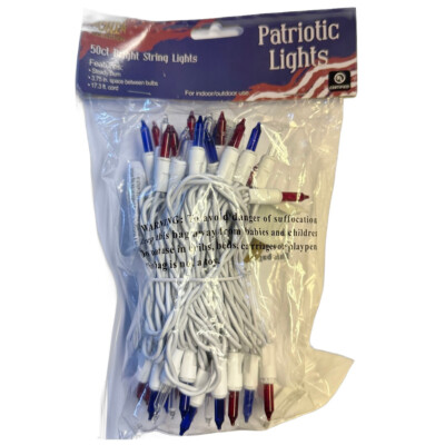 50 Mini Incandescent Patriotic Lights on White Cord - CWI | eBay