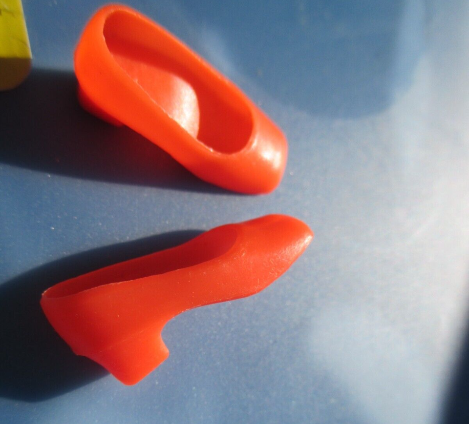 Vintage Barbie Neon Orange Square Toe Shoes Taiwan Mod Francie HTF | eBay